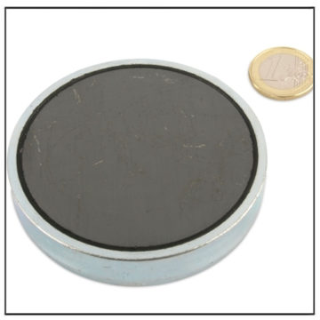 Flat Sintered Ferrite Pot Magnet Ø 80 x 18 mm - Pot Magnets