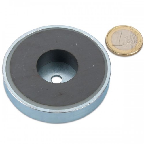 Ceramic Pot Magnets w/ Cylindrical Hole Ø 60 x 12 mm - Pot Magnets