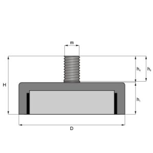 Male Thread Ferrite Pot Magnet Ø 40mm - Pot Magnets