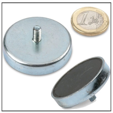 Male Thread Ferrite Pot Magnet Ø 40mm - Pot Magnets